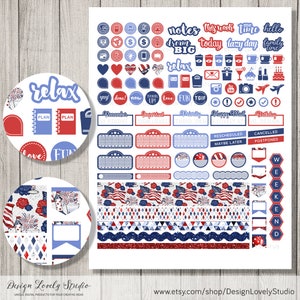 4th of July Weekly Sticker Kit, Printable Planner Stickers Kit, July ...