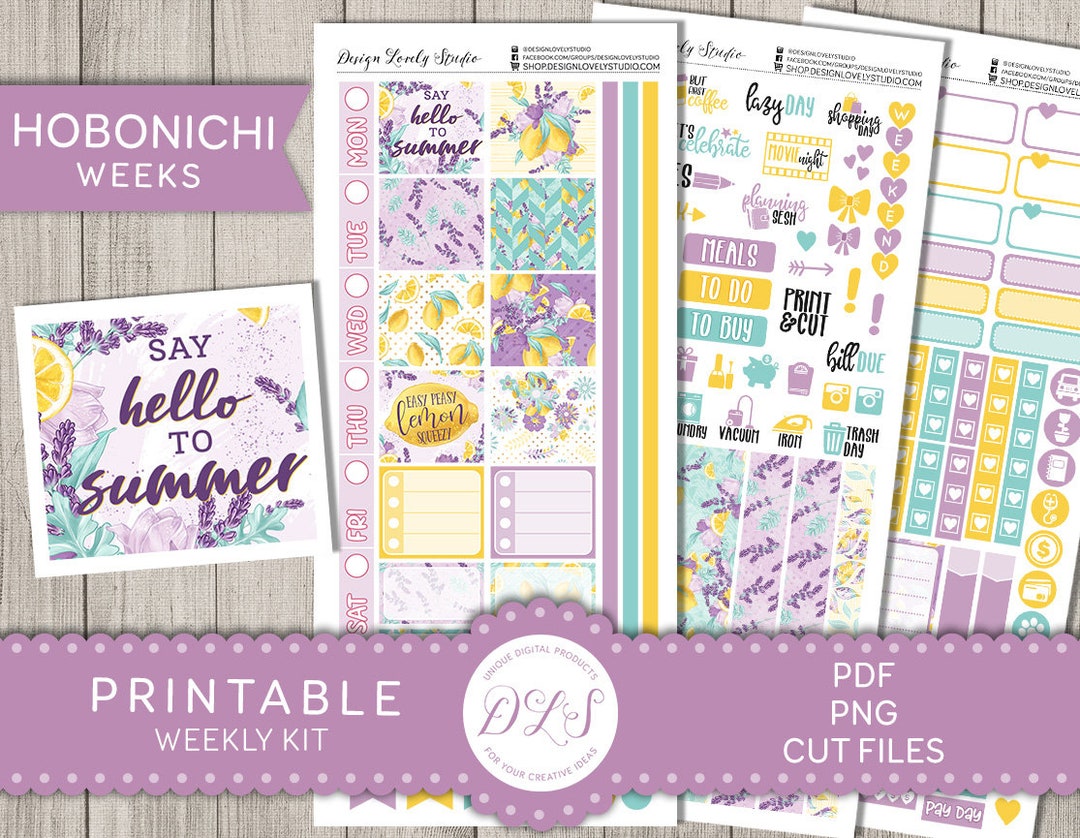 Printable HOBONICHI WEEKS Stickers Kit, Lemon Planner Stickers, Weekly ...