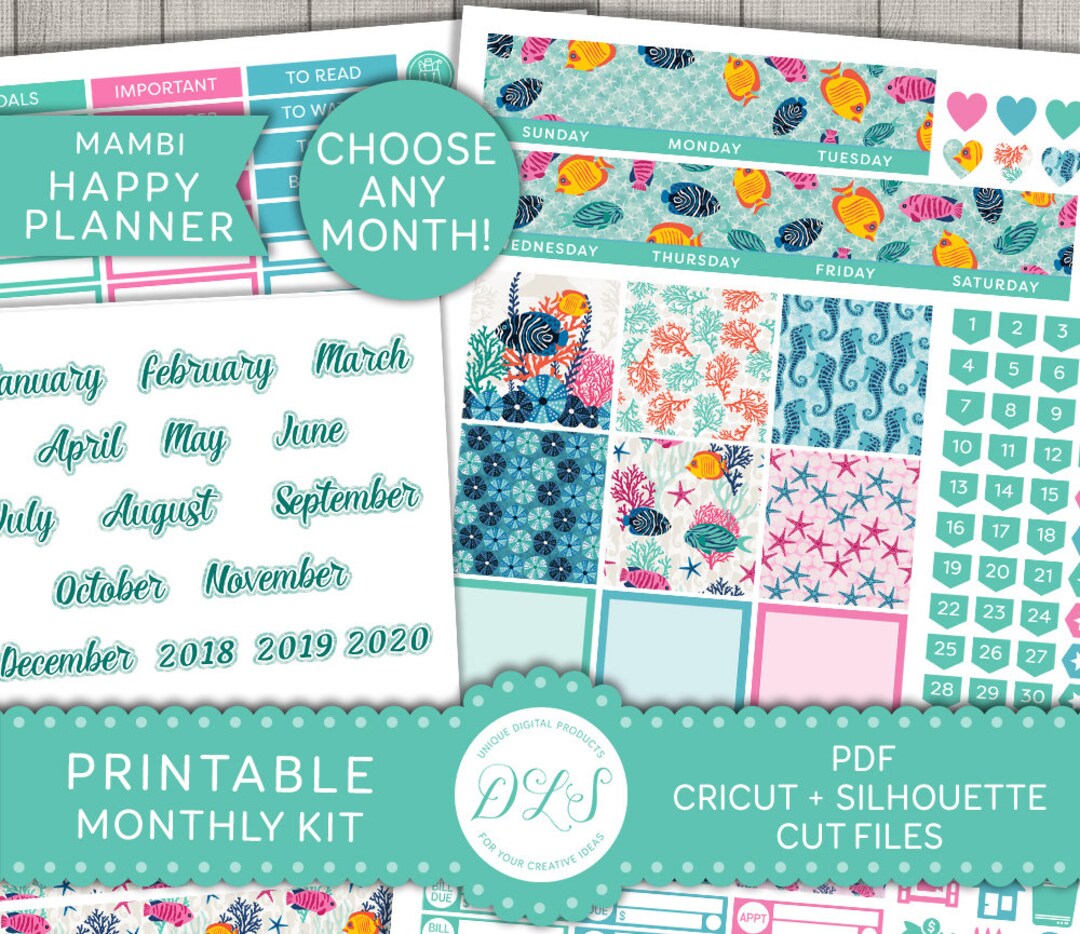 Happy Planner Monthly Kit, Happy Planner Monthly Printable, July ...