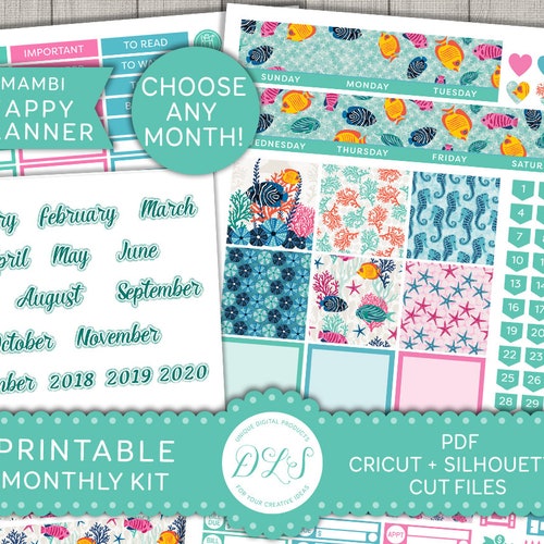 Printable JULY Monthly Stickers Kit Happy Planner July - Etsy