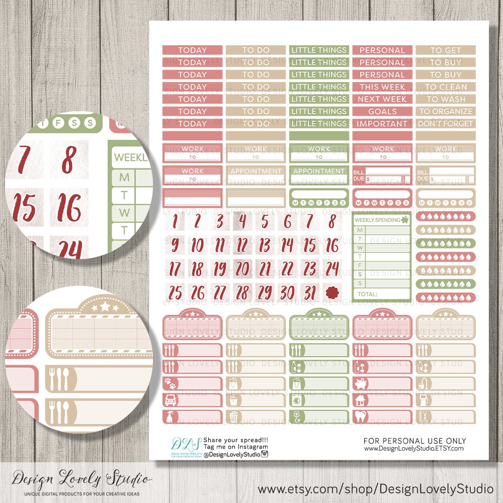 Printable NEW YEAR Planner Stickers Kit Happy Planner | Etsy