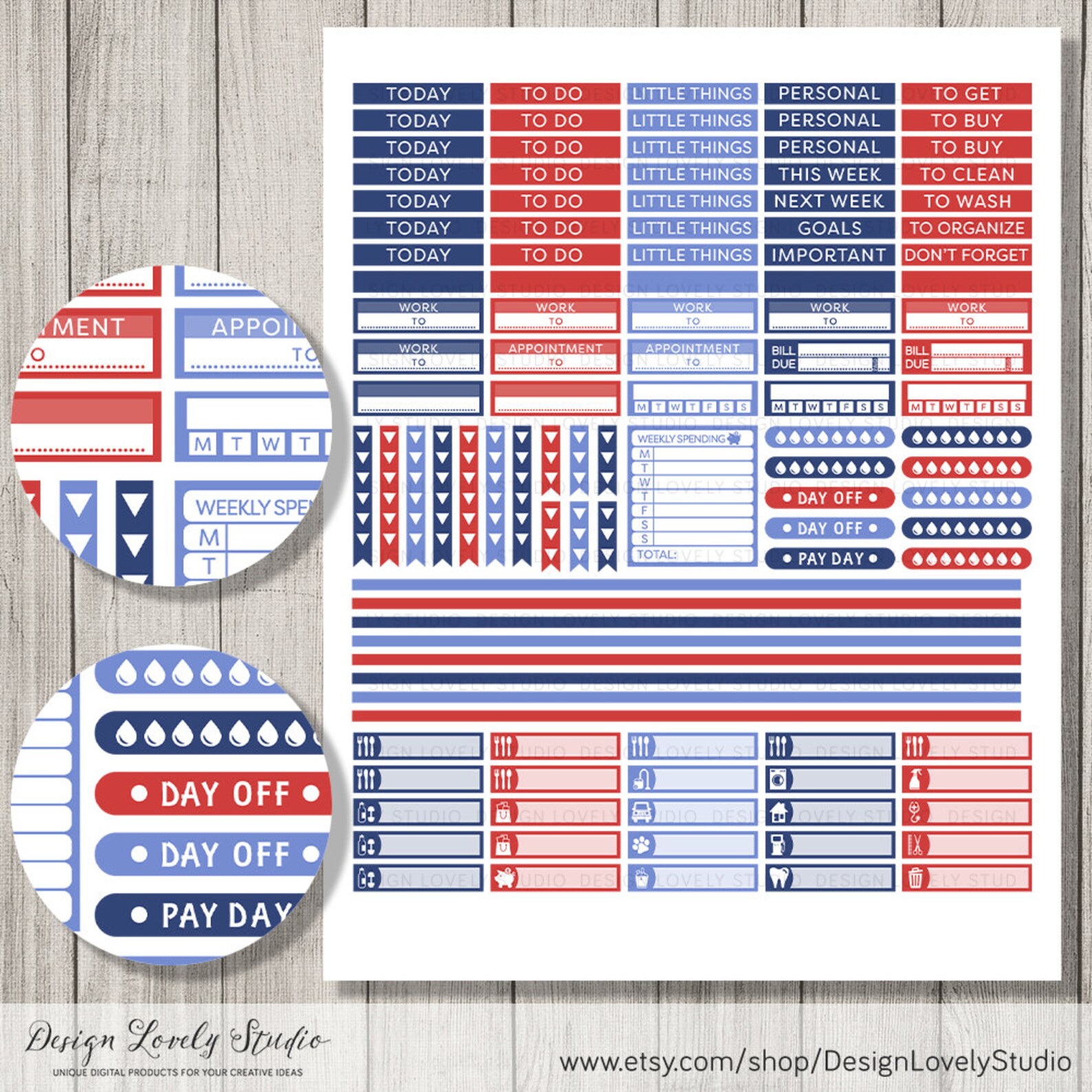4th of July Weekly Sticker Kit Printable Planner Stickers | Etsy