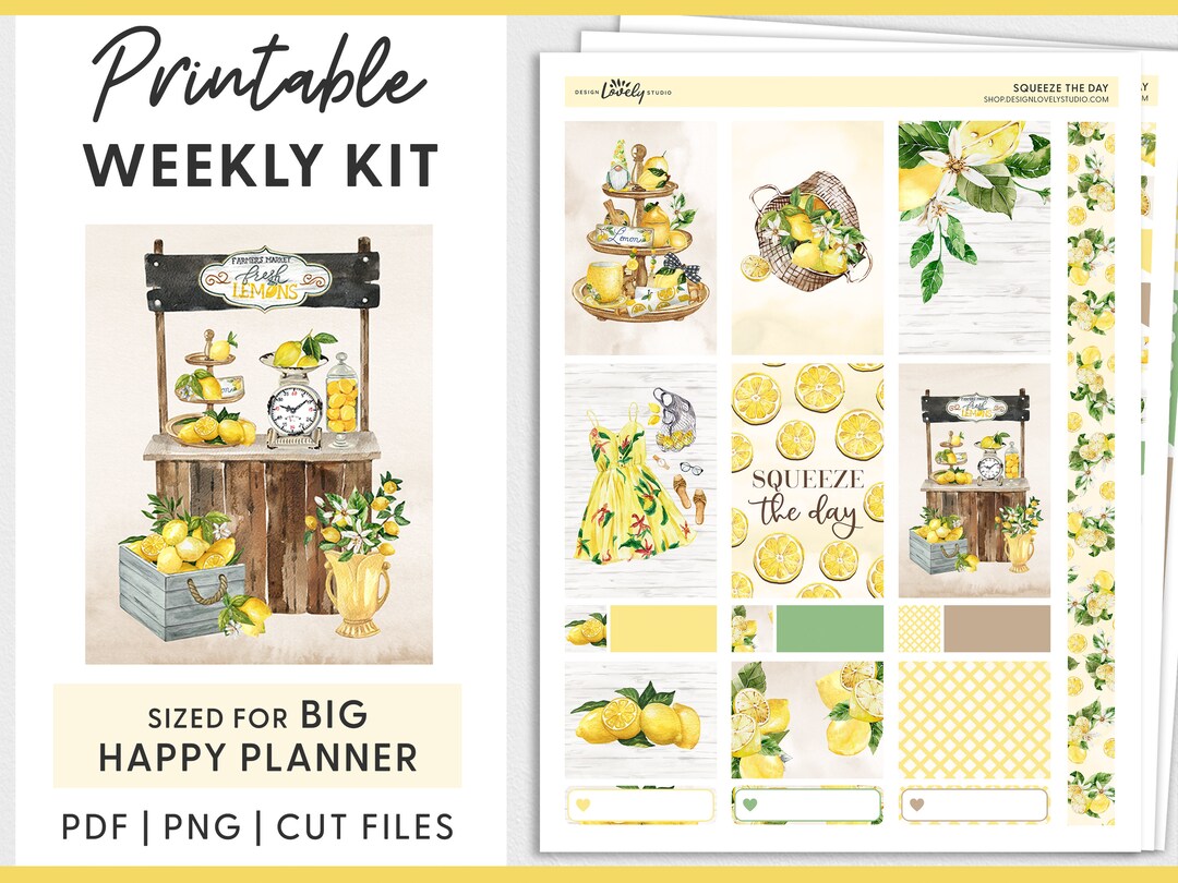 Big Happy Planner Stickers Kit, Lemon Planner Stickers, Lemonade ...