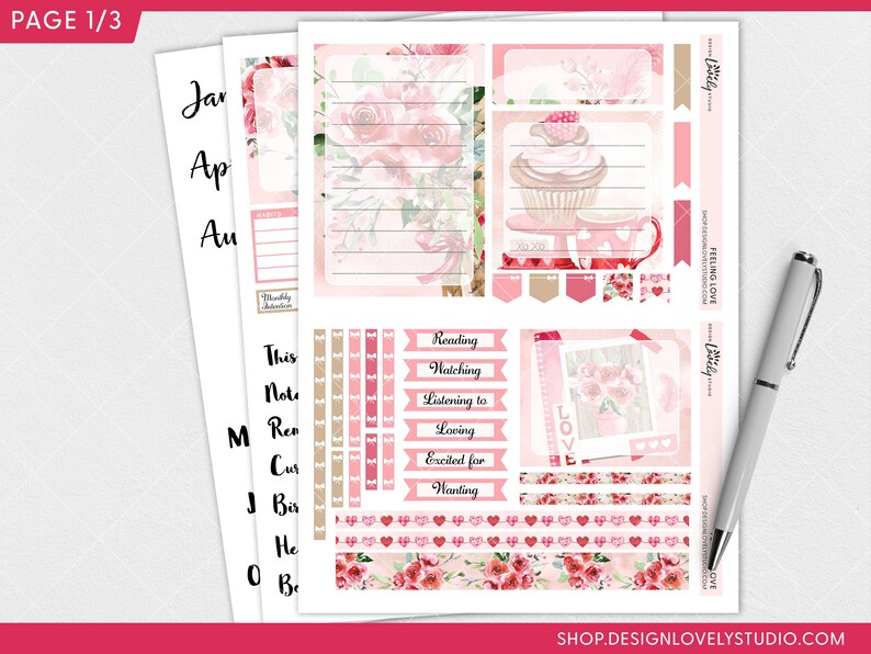 February Notes Page Kit Printable Planner Stickers Monthly - Etsy