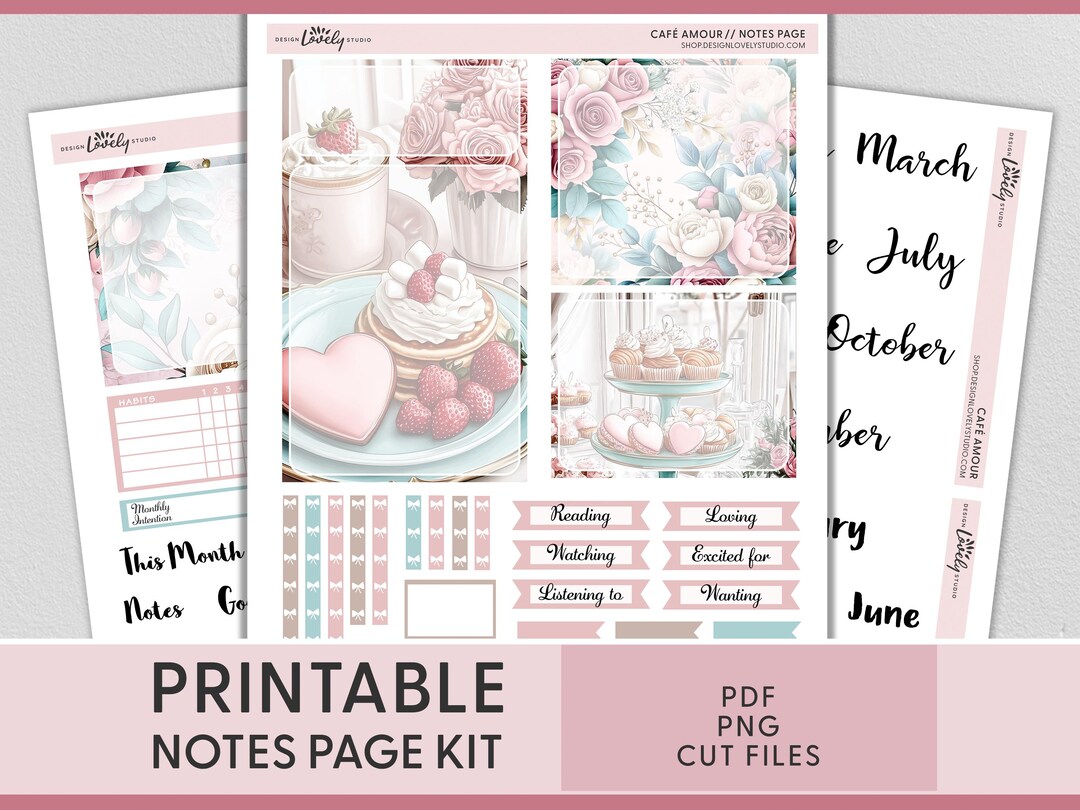 February Notes Page Kit, Valentines's Notes Page Stickers, Dashboard ...