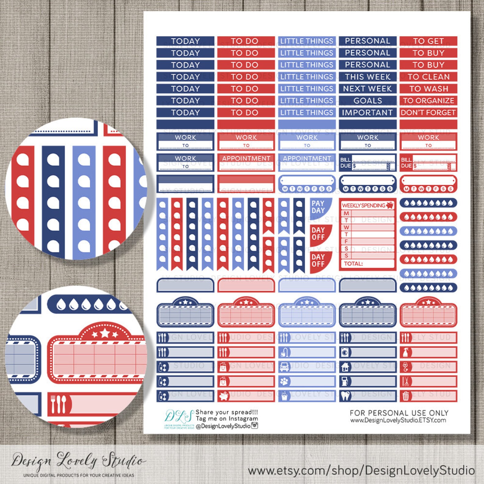 4th of July Weekly Sticker Kit, Printable Planner Stickers Kit, July ...