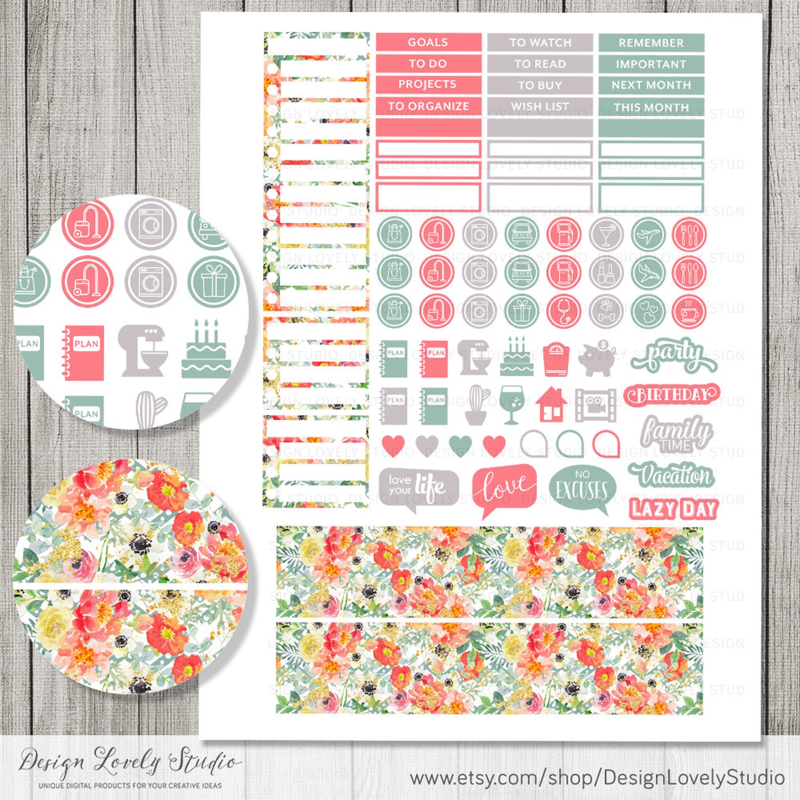JUNE Printable Planner Stickers, Fits Erin Condren Life Planner ...