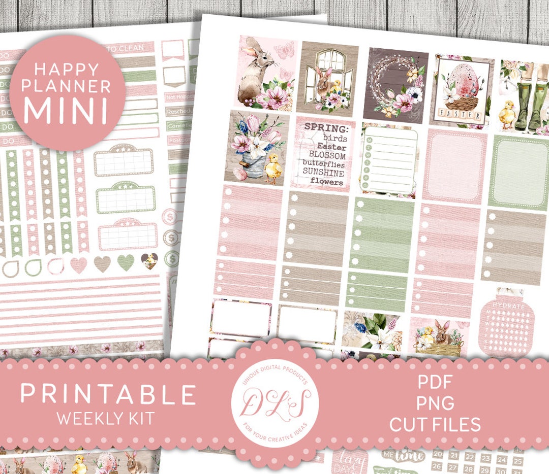 Printable Easter Planner Stickers, Mini Happy Planner Weekly Stickers ...
