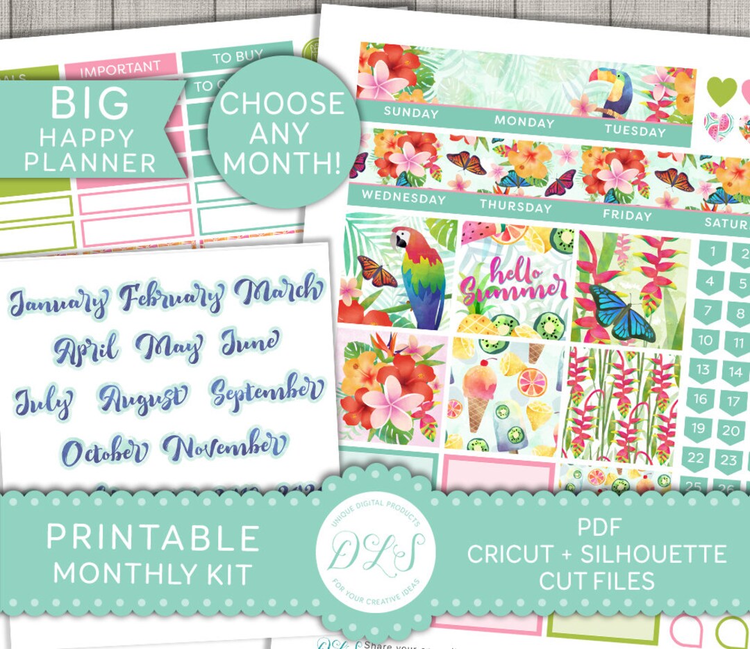 Monthly Planner Stickers, Big Happy Planner Monthly Stickers Kit ...