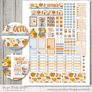 October Mini Happy Planner, October Monthly Sticker Kit, October ...