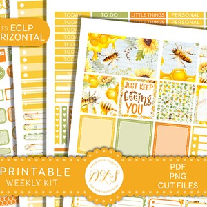 HONEY BEE Printable Planner Stickers, Summer Planner Stickers, for Use ...