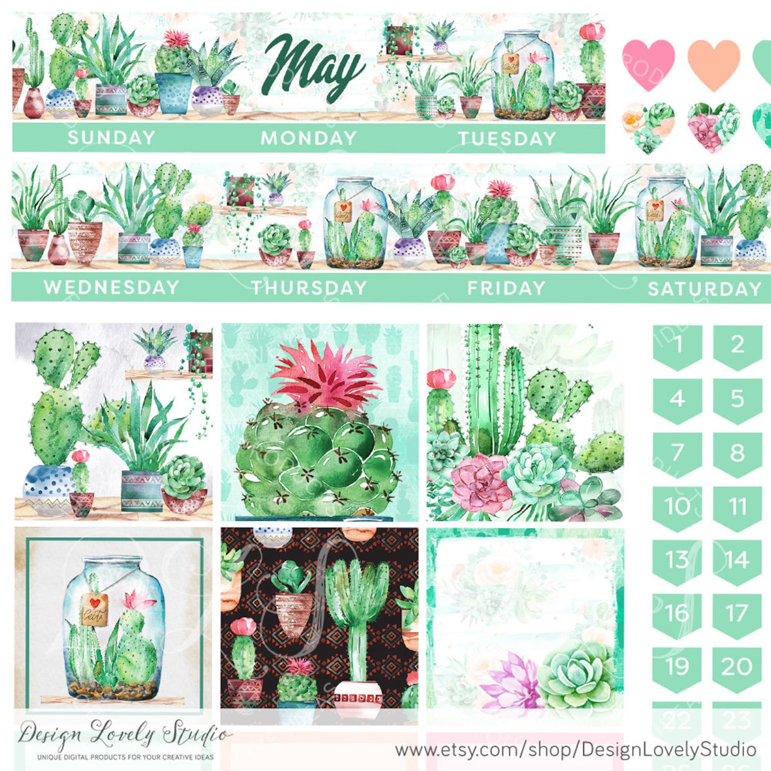 Printable MAY Planner Stickers Kit, Happy Planner MAY Monthly Stickers ...