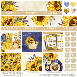 SUNFLOWERS Printable Planner Stickers, Big Happy Planner Stickers ...