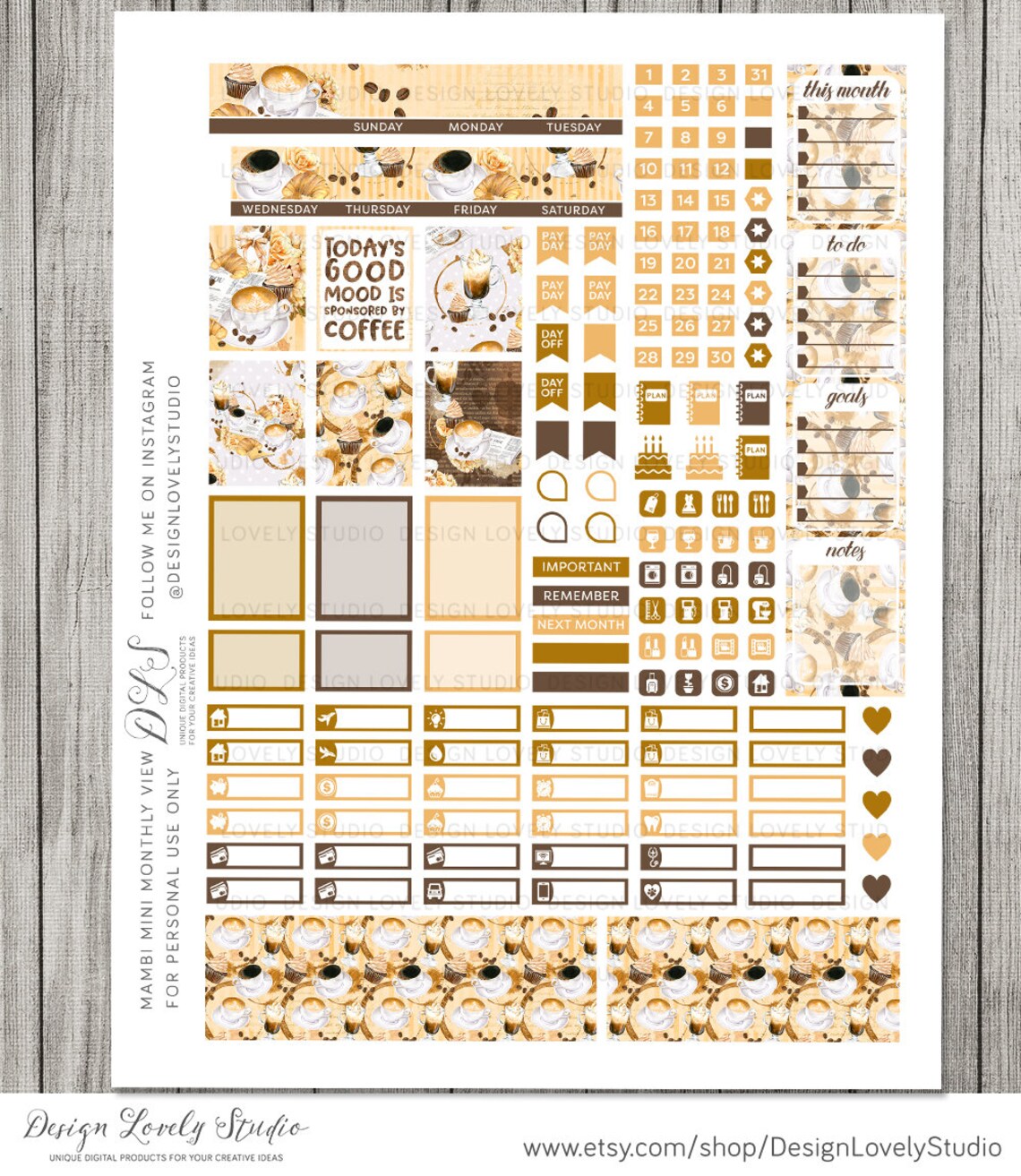 Printable COFFEE Monthly Planner Kit Mini Happy Planner - Etsy