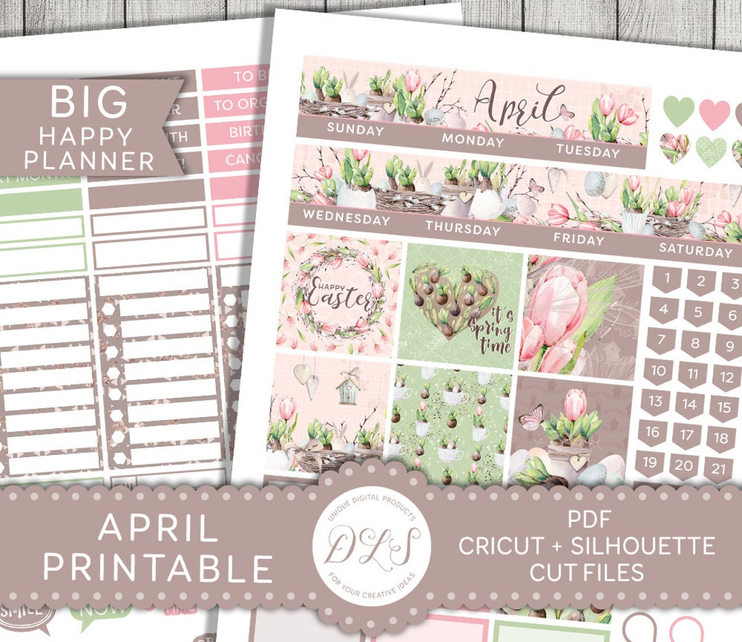 April Big Happy Planner Stickers, Printable Big Happy Planner Stickers ...