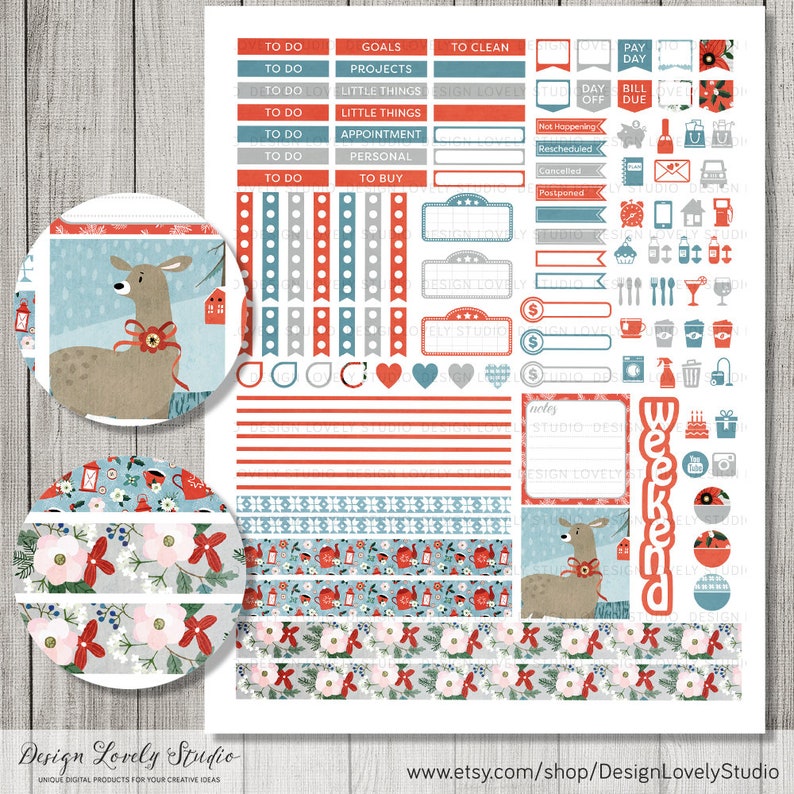 Winter Planner Stickers Kit, Winter Weekly Kit, Christmas Planner ...