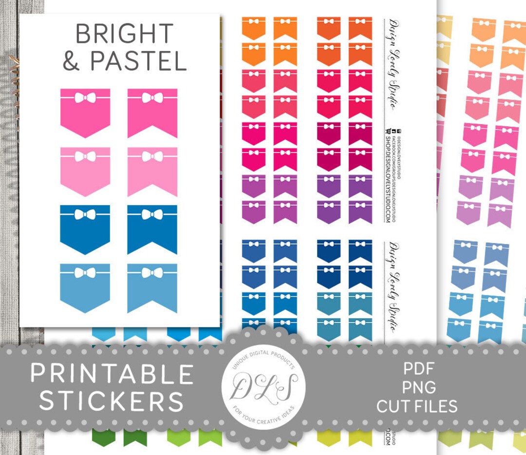 Printable Page Flags Planner Stickers, Multicolor Page Flags Planner ...