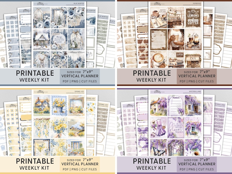 12 in 1 - Printable Weekly Stickers Bundle, Vertical Sticker Kit ...
