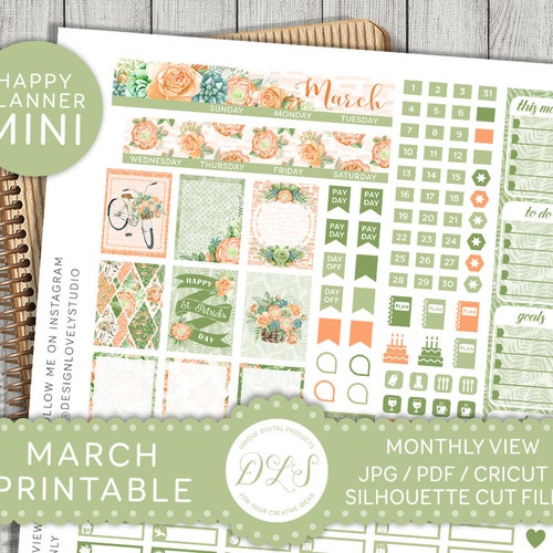 Floral Planner Stickers Kit PRINTABLE Big Happy Planner | Etsy