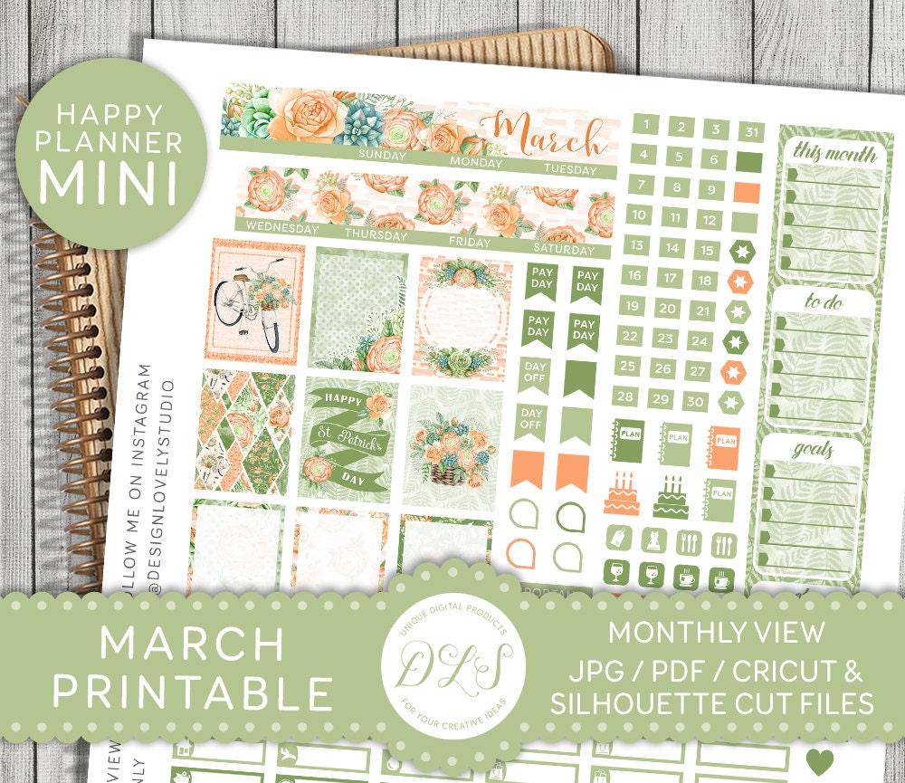 Mini Happy Planner March Stickers Kit Mambi Planner Stickers | Etsy