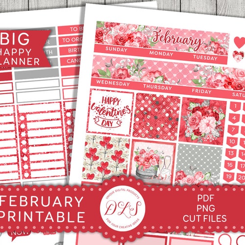 Printable February Monthly Kit Big Happy Planner February | Etsy