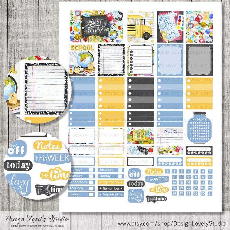 Printable BACK TO SCHOOL Planner Stickers Mini Happy Planner - Etsy