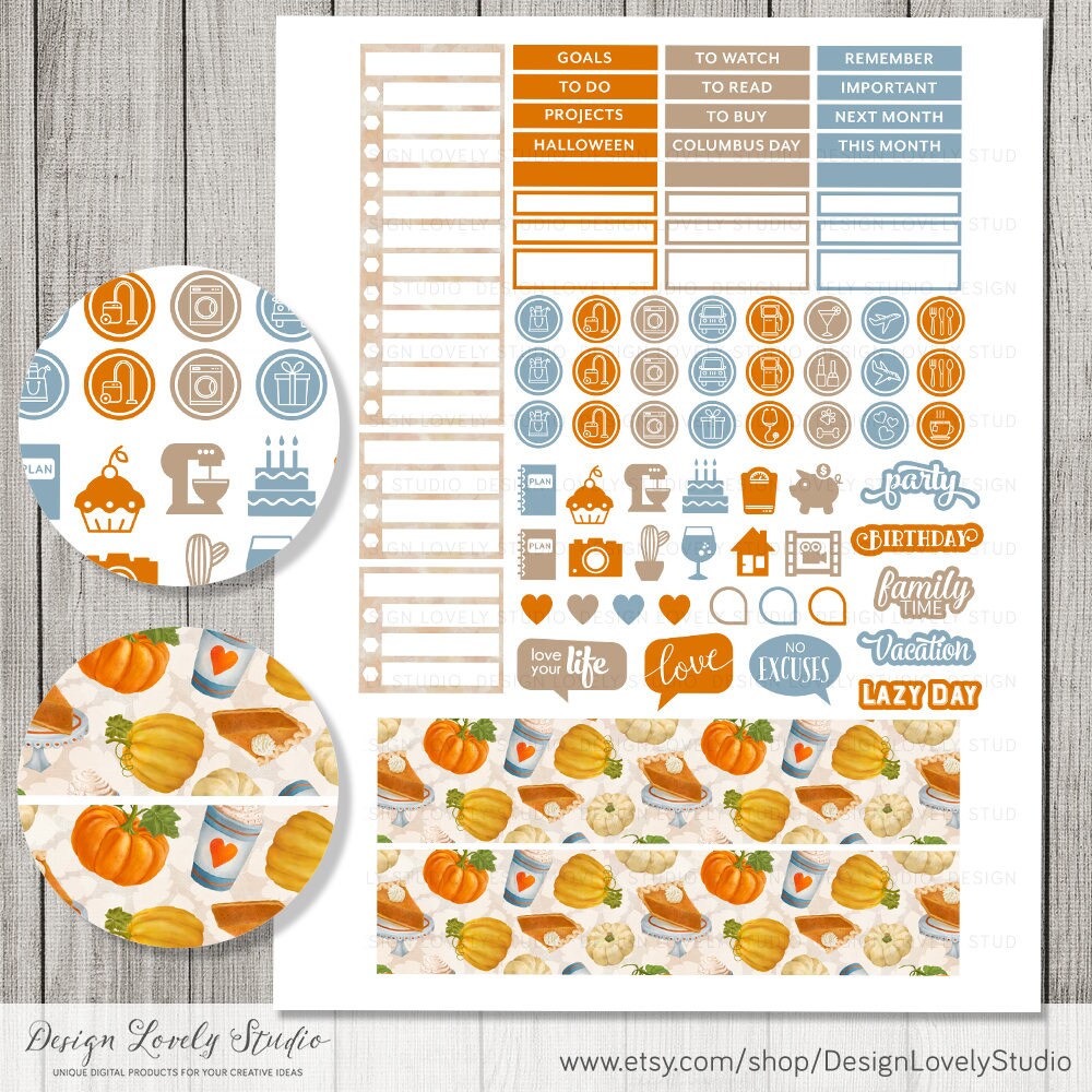 October Monthly Kit for Erin Condren Planner October Planner - Etsy