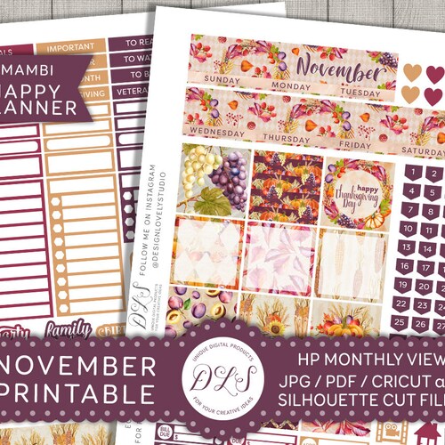 Mini Happy Planner November November Monthly Printable Kit - Etsy