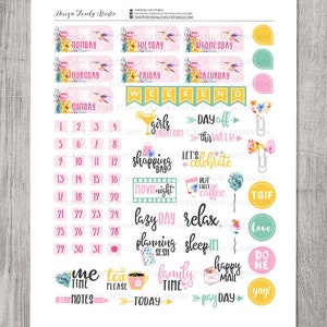 Floral Planner Stickers Kit, PRINTABLE Big Happy Planner Stickers Kit ...