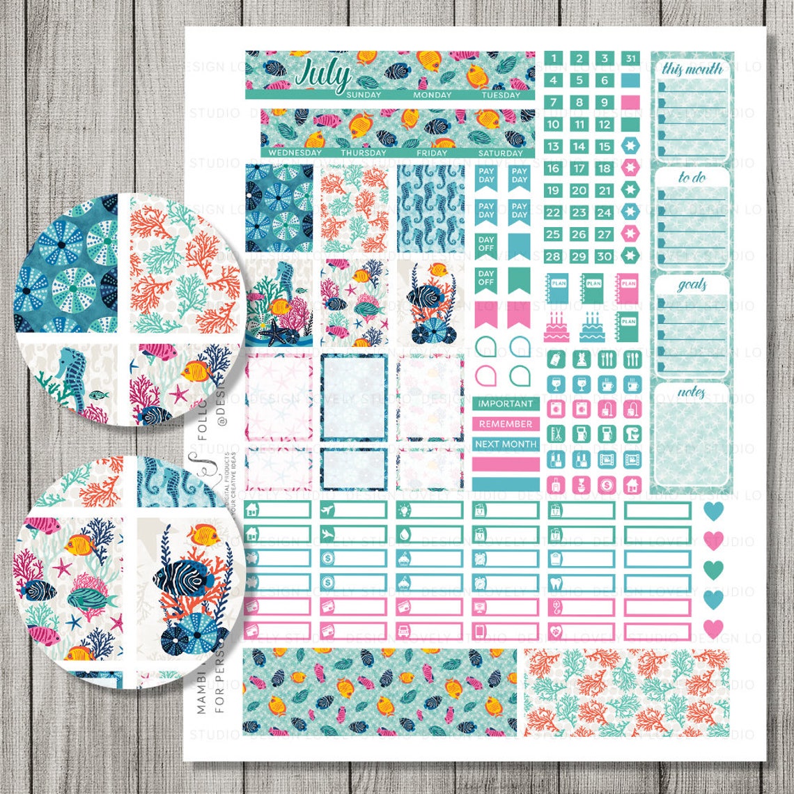 Happy Planner July Stickers, July Mini Happy Planner, July Monthly View ...