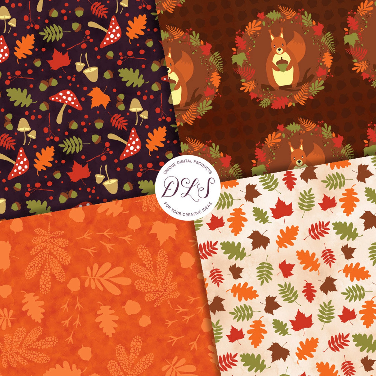 FALL Digital Paper Autumn Background Seamless Colorful Autumn - Etsy