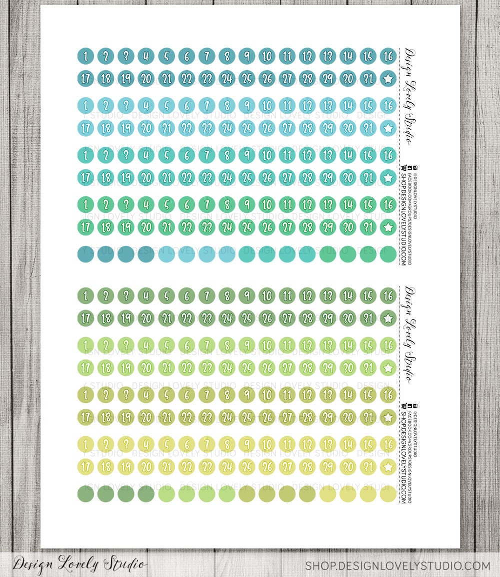 Printable DATE DOT Planner Stickers, Printable Date Cover Stickers ...