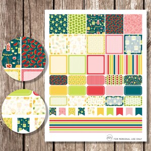 HORIZONTAL Summer Planner Printable Bright Stickers Weekly Set ...