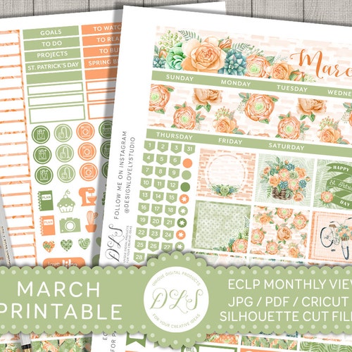March Monthly Stickers Kit March Monthly View for Erin - Etsy