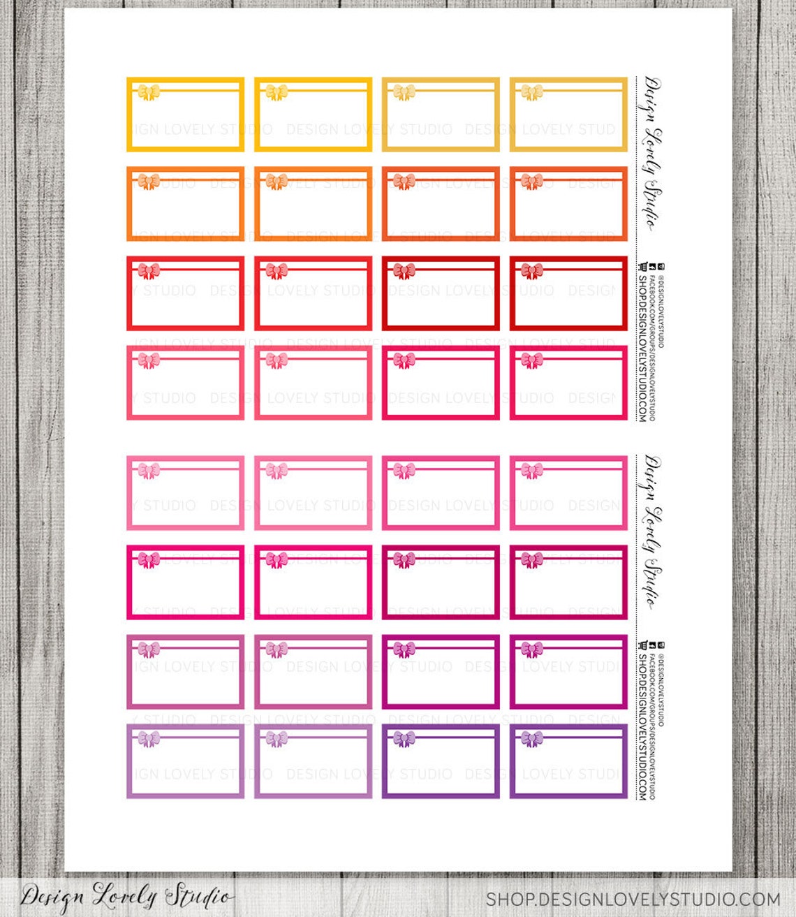 Printable Bow Half Boxes Multicolor Half Boxes Printable - Etsy