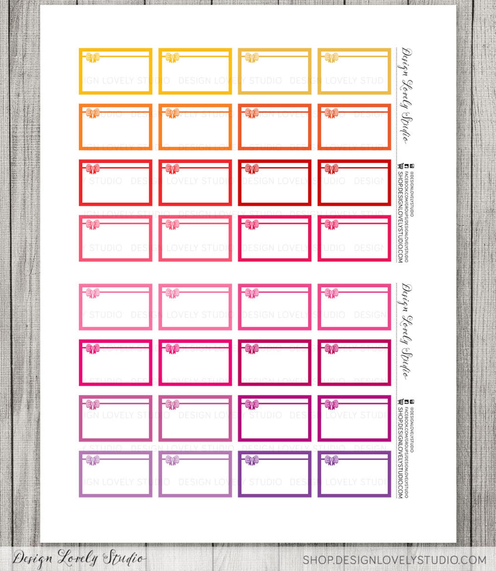 Printable Bow Half Boxes Multicolor Half Boxes Printable - Etsy