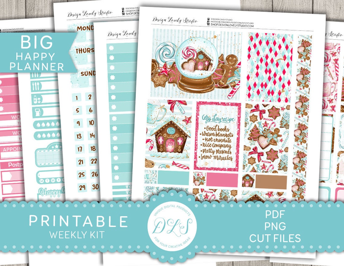 Printable CHRISTMAS Stickers Kit, Big Happy Planner Christmas Weekly ...
