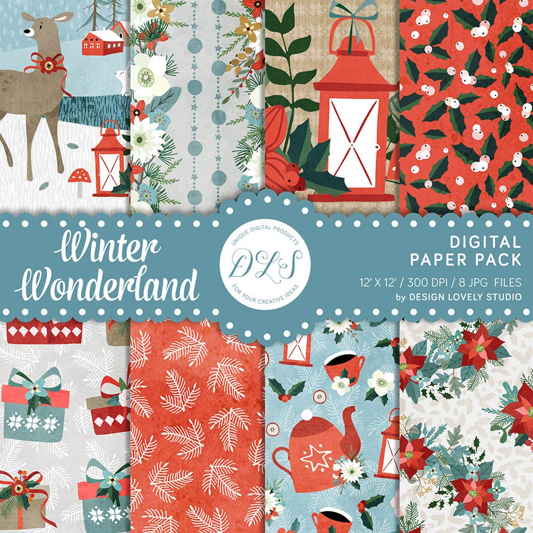 Winter Digital Paper, Winter Digital Backdrop, Christmas Digital ...