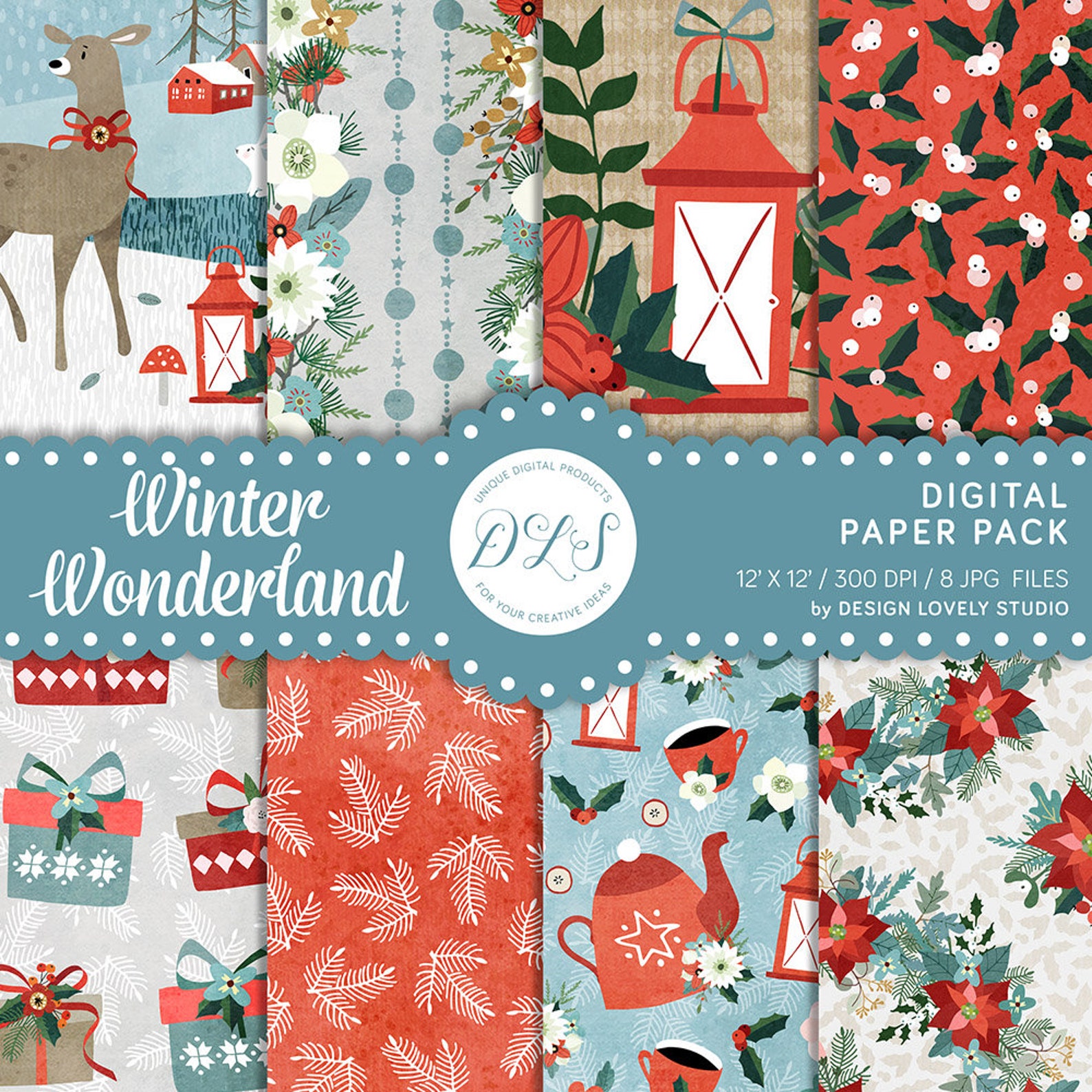 Winter Digital Paper Winter Digital Backdrop Christmas - Etsy