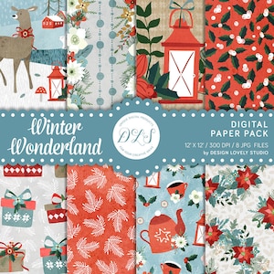 Winter Digital Paper, Winter Digital Backdrop, Christmas Digital ...