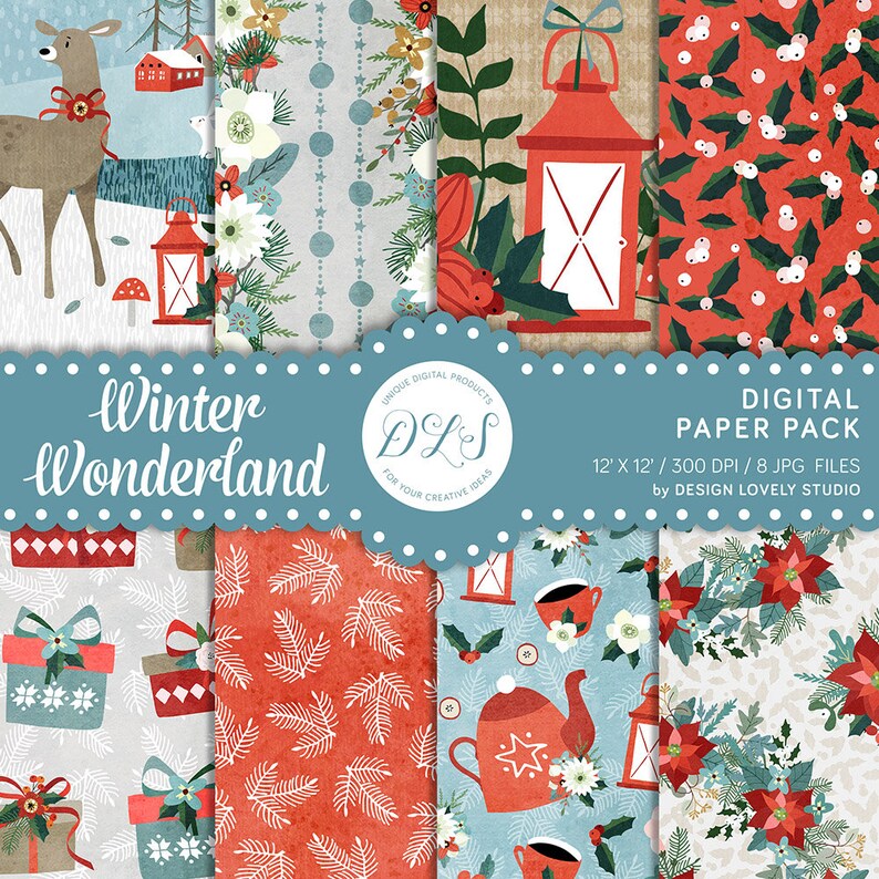 Winter Digital Paper Winter Digital Backdrop Christmas - Etsy