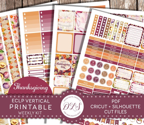Printable Thanksgiving Planner Stickers Thanksgiving Weekly | Etsy