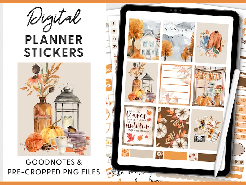 Fall Digital Stickers, Autumn Digital Stickers, Goodnotes Stickers ...