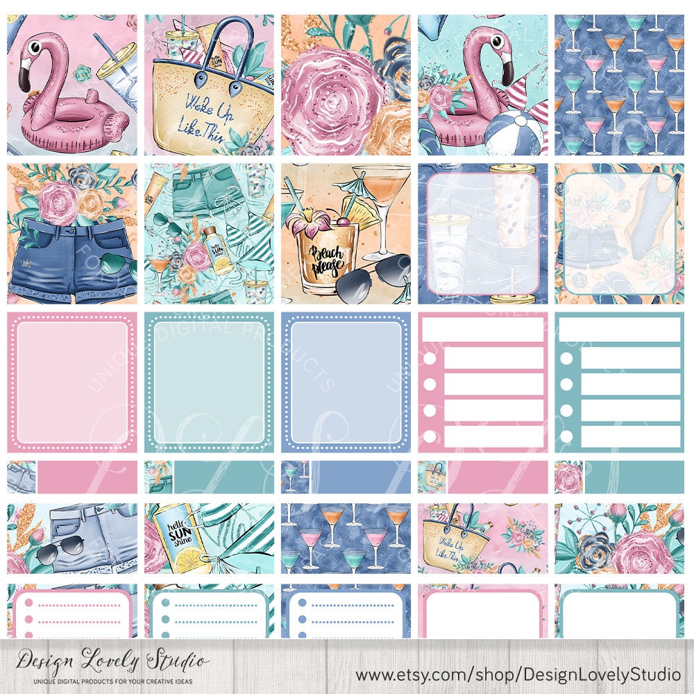 PRINTABLE Summer Planner Stickers Beach Day Planner Stickers | Etsy