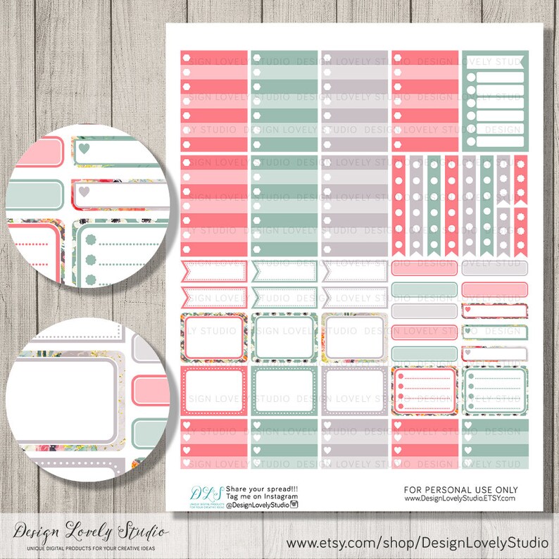 PRINTABLE Happy Planner Stickers Weekly Stickers Kit Floral - Etsy