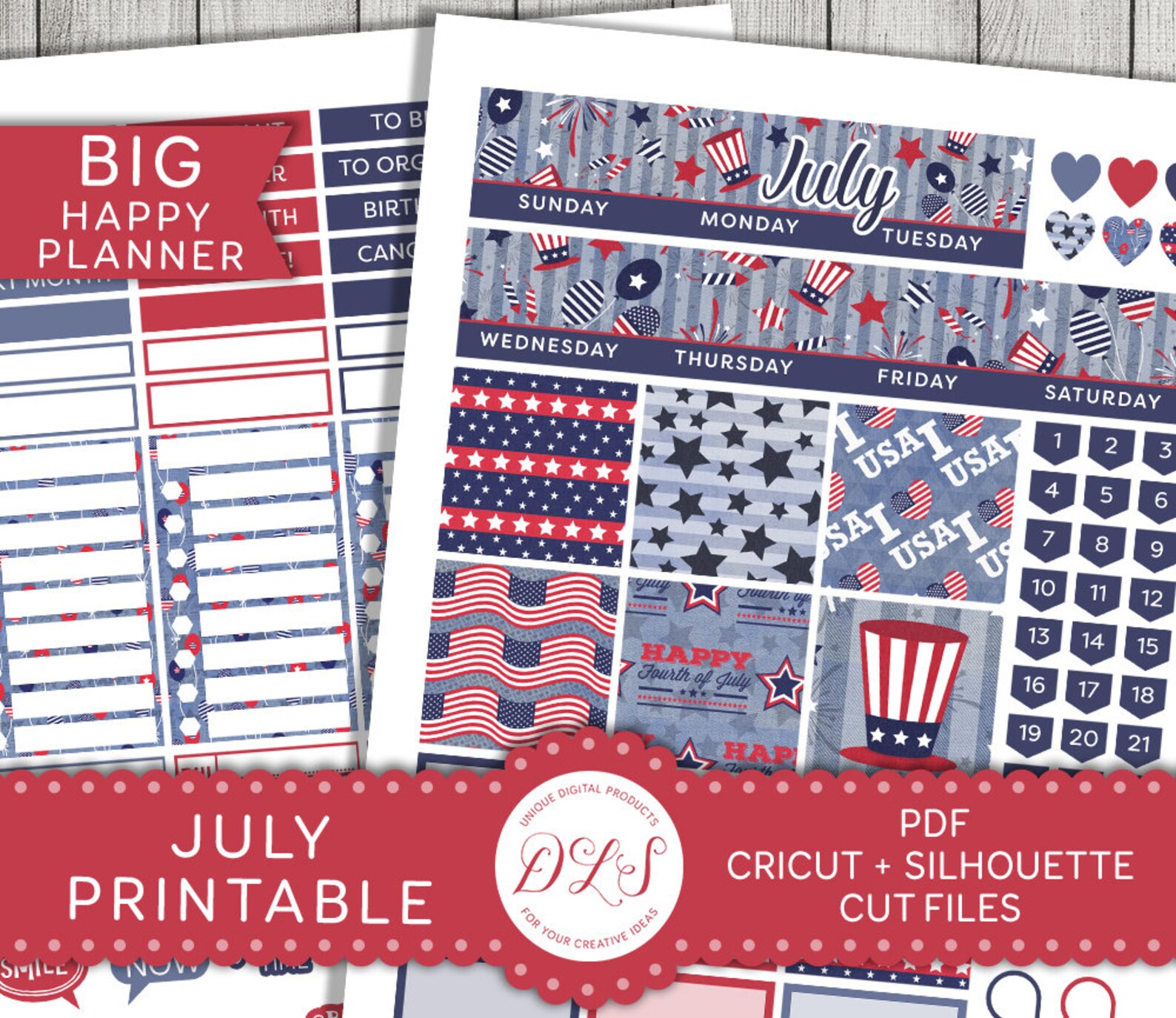 July Monthly Kit Big Happy Planner July Monthly Stickers - Etsy