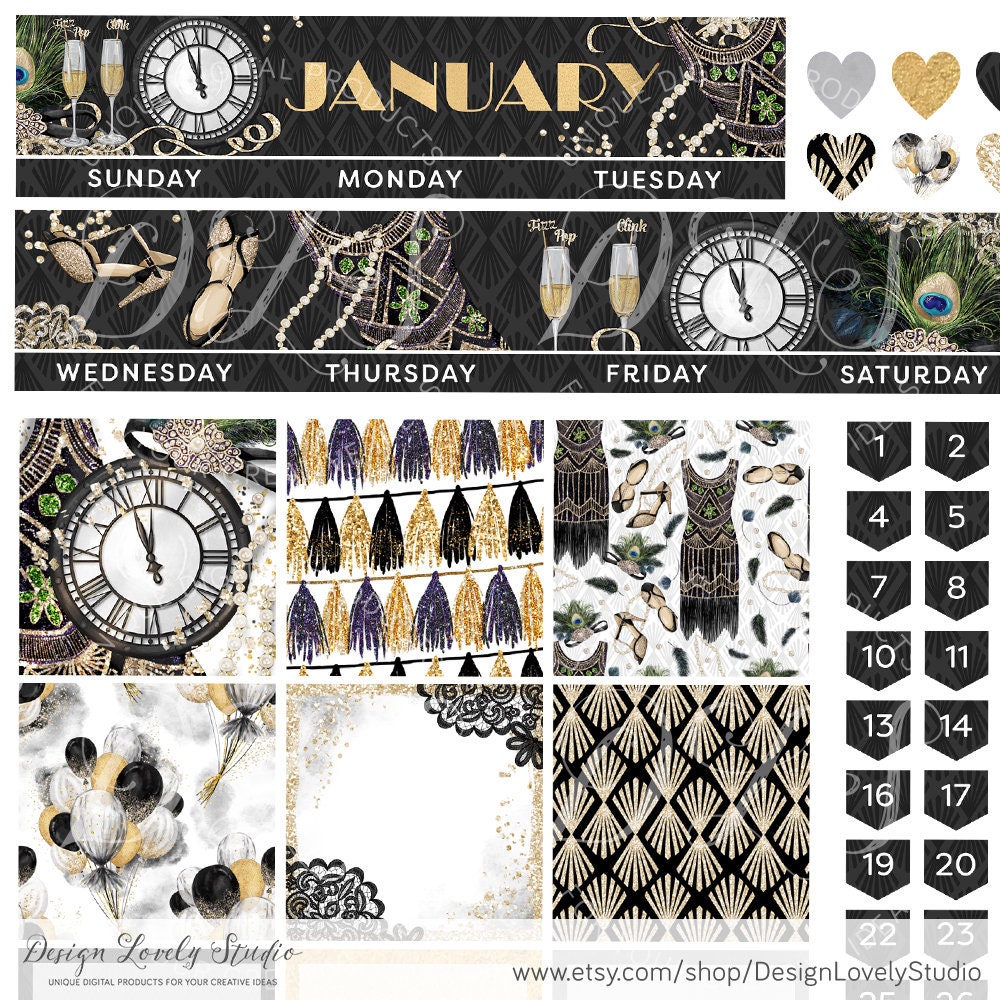 Happy Planner January Monthly Kit, Printable January Stickers Kit ...