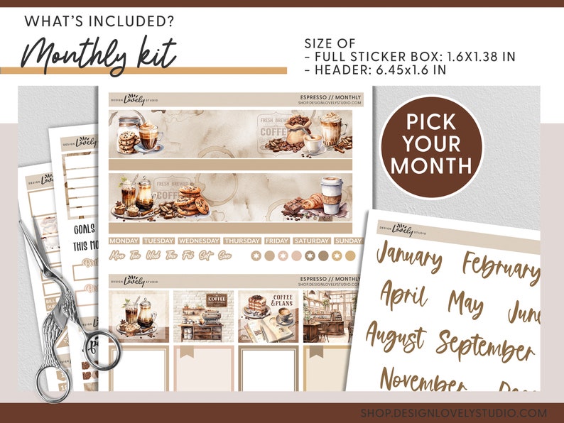 Printable Coffee Lover Planner Stickers Bundle, Coffee Themed Stickers ...