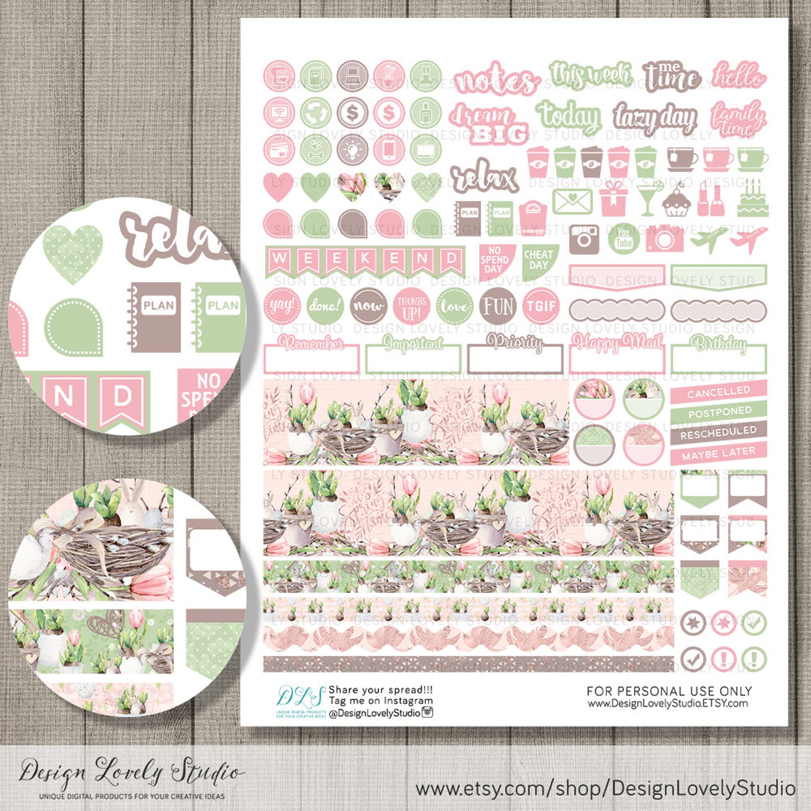 Printable Easter Planner Stickers, Erin Condren Easter Stickers, April ...
