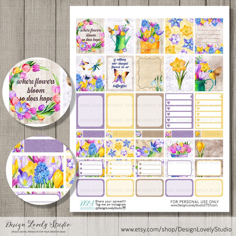 Printable FLORAL Planner Stickers Spring Planner Stickers - Etsy
